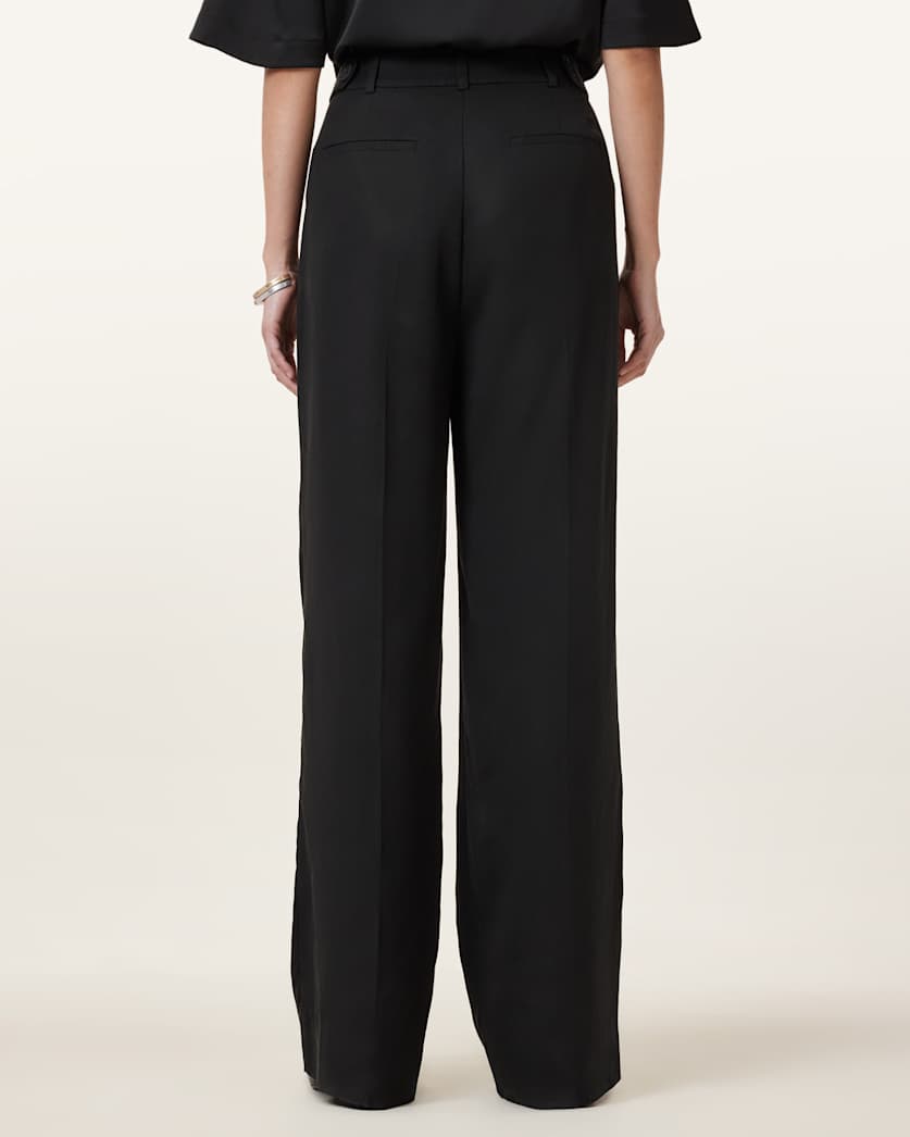 Zenni Mid Rise Wide Leg Trousers Black | ALLSAINTS